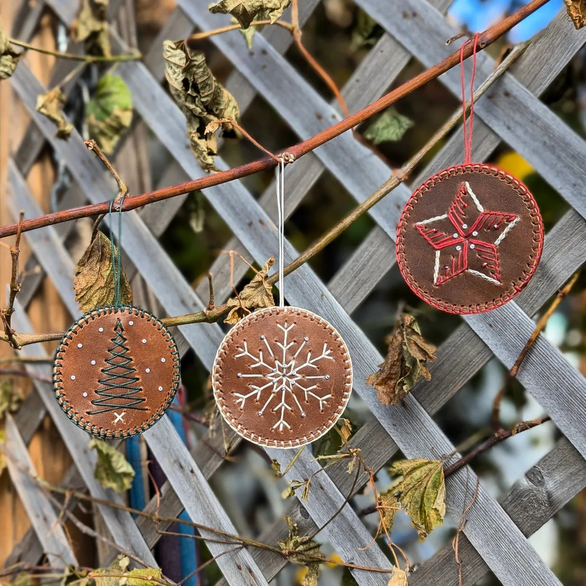 Christmas Ornaments | Set of Three Embroidered – Rowsome Leather
